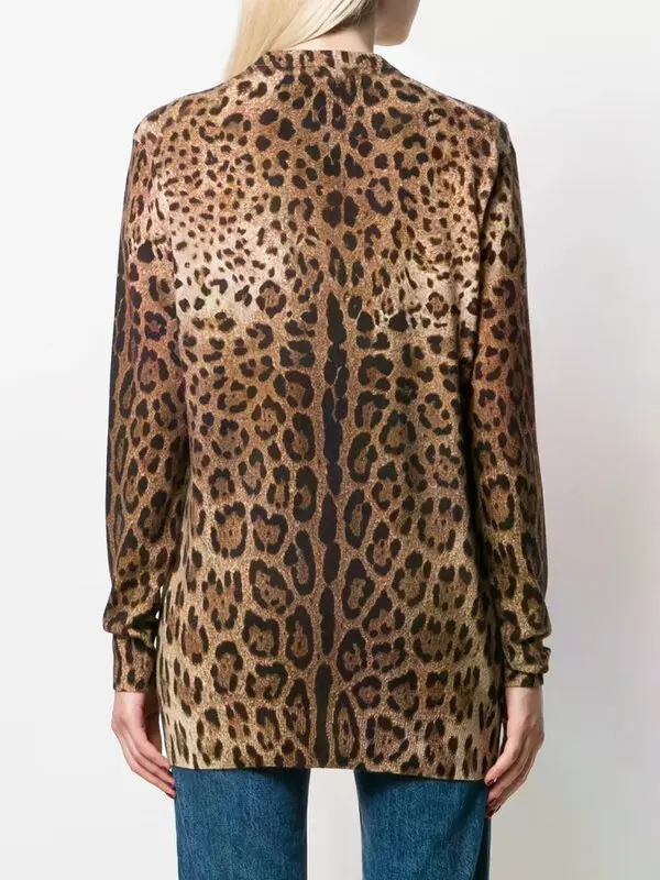 Dolce & Gabbana Leopard-print Cashmere Cardigan