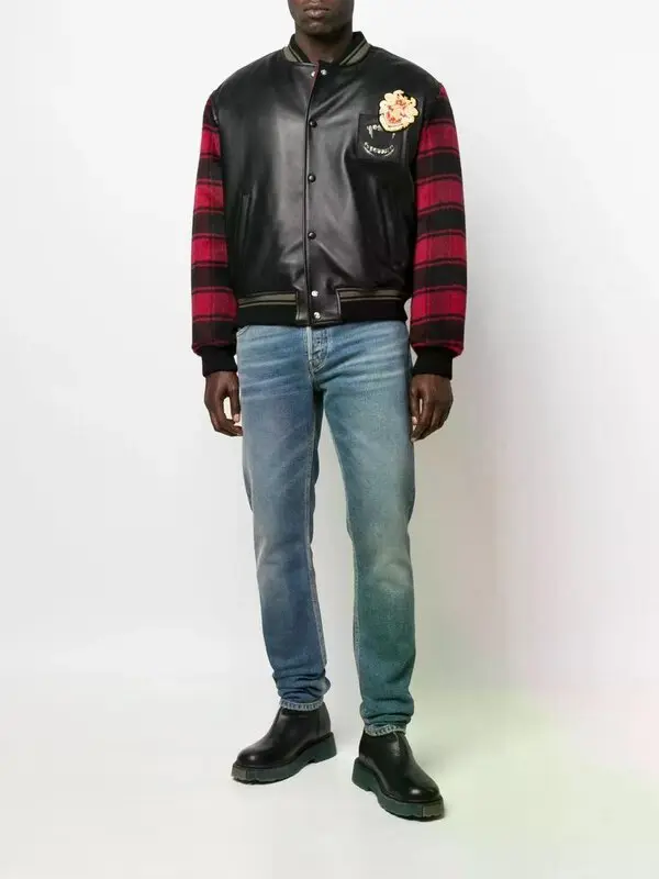 Roberto Cavalli Plaid-sleeves Bomber Jacket