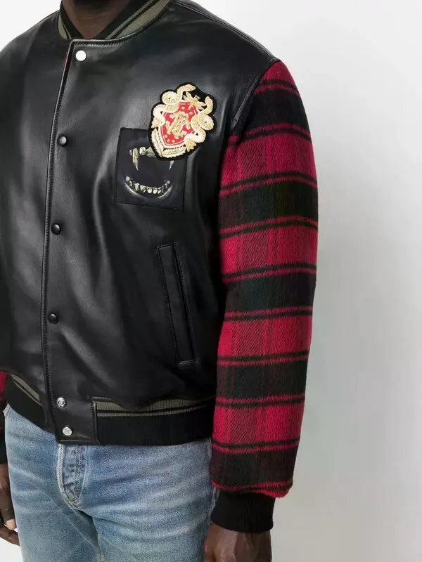 Roberto Cavalli Plaid-sleeves Bomber Jacket