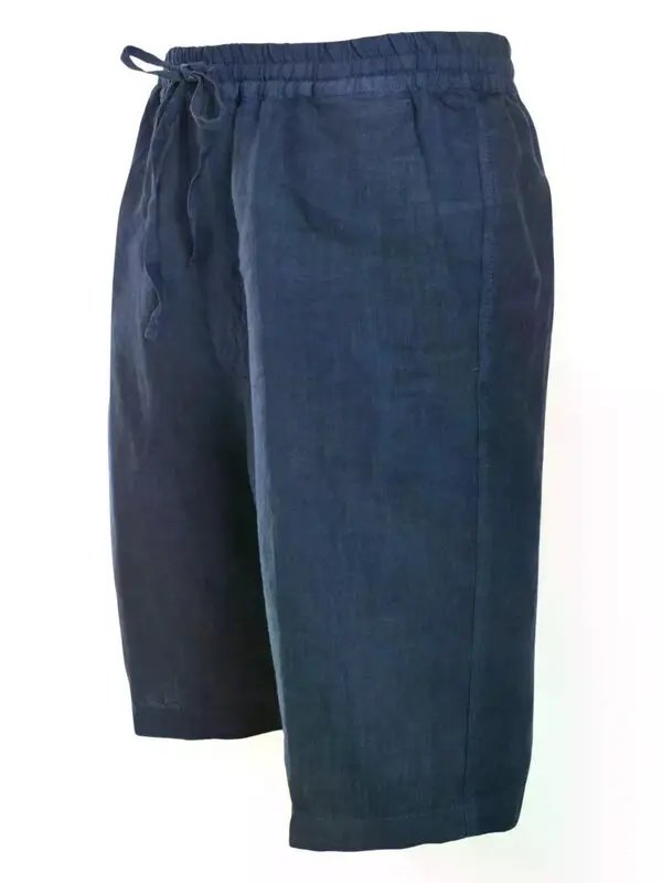 120% Lino Drawstring Linen Shorts - Blue