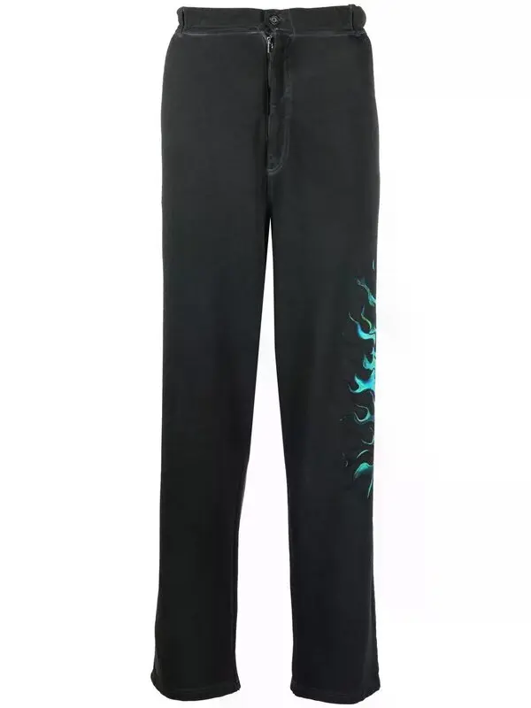 Roberto Cavalli Graphic-print Straight Trousers - Black