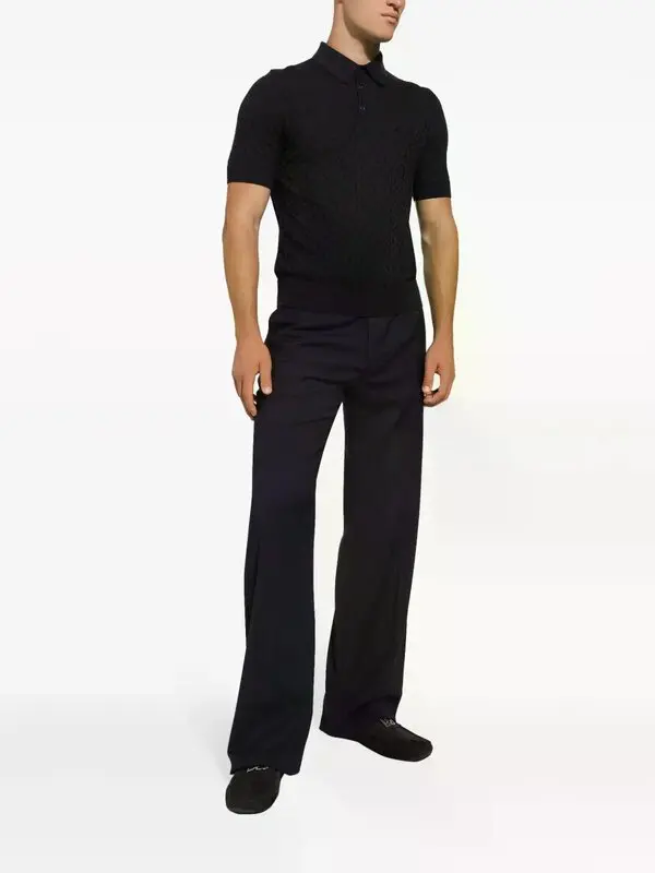 Dolce & Gabbana Geometric-pattern Knit Polo Shirt - Blue
