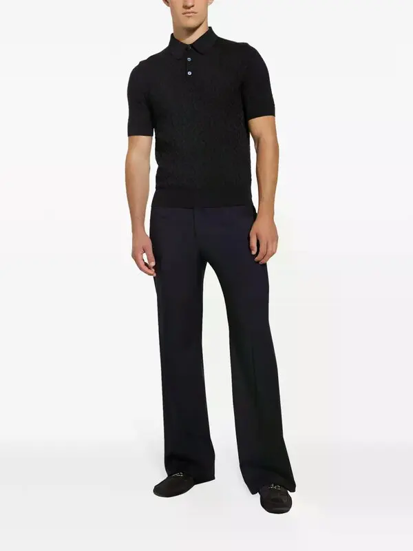 Dolce & Gabbana Geometric-pattern Knit Polo Shirt - Blue