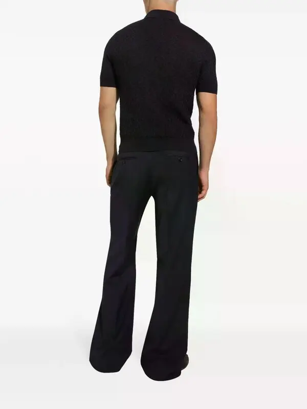 Dolce & Gabbana Geometric-pattern Knit Polo Shirt - Blue