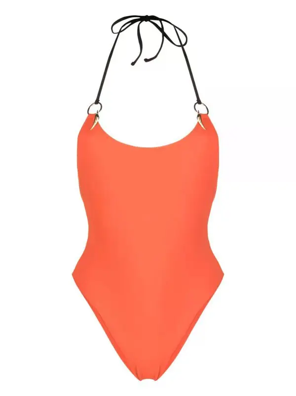 Roberto Cavalli Halterneck Tie-fastening Swimsuit - Orange