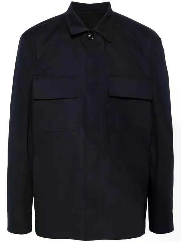 LARDINI Flap-pocket Cotton Shirt Jacket - Blue