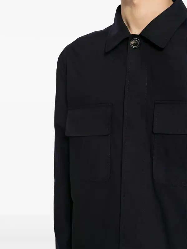 LARDINI Flap-pocket Cotton Shirt Jacket - Blue