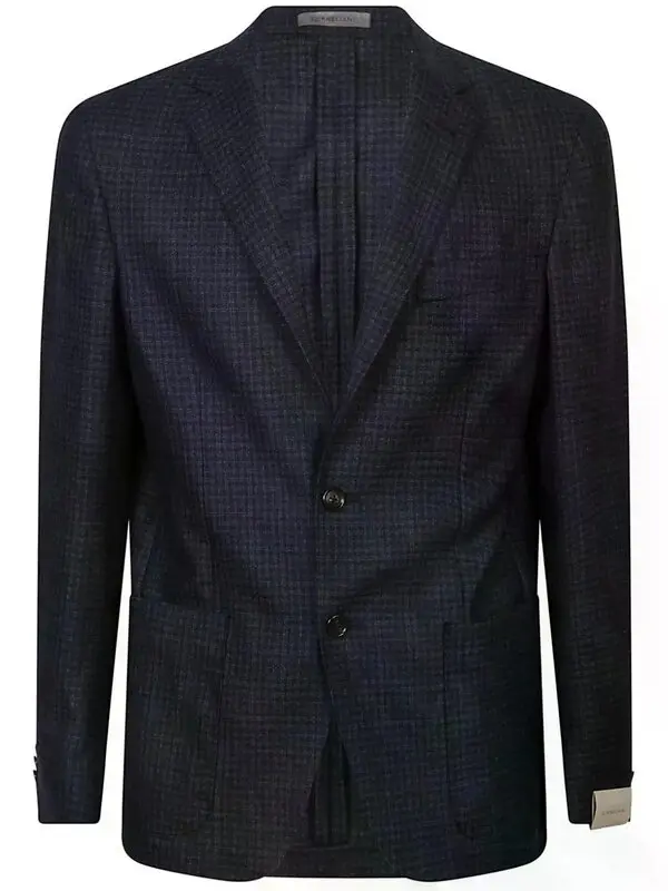 Corneliani Checked Wool Blazer - Blue