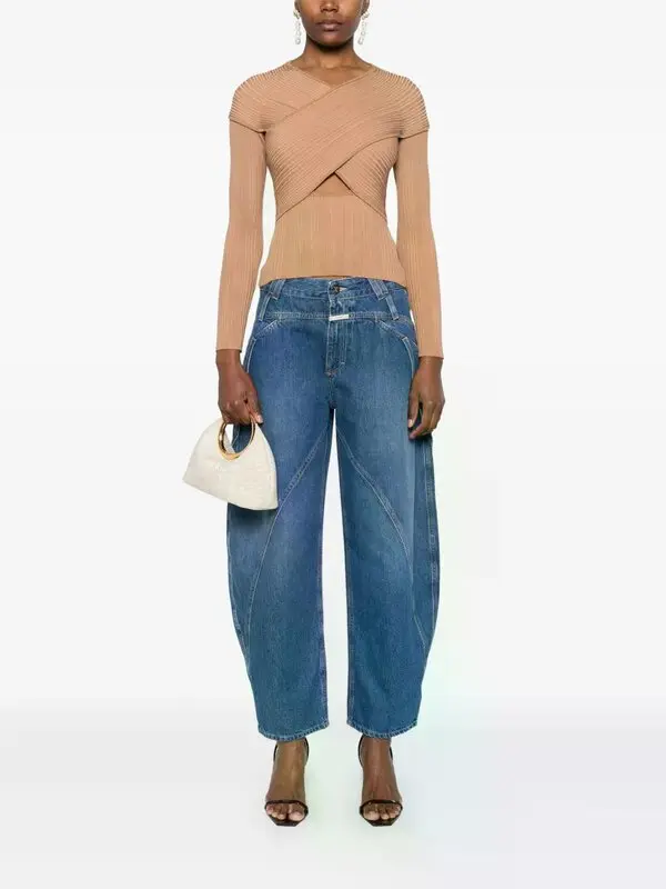 SELF-PORTRAIT Ribbed Wrap Top