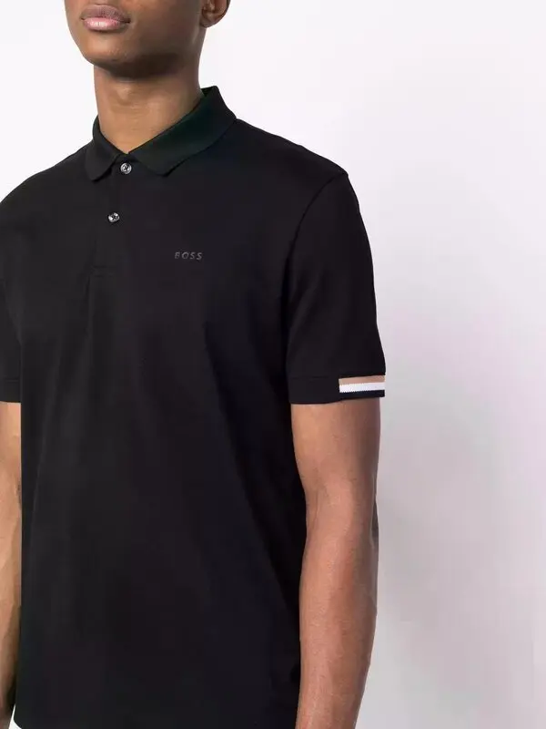 BOSS Stripe-trimmed Polo Shirt - Black
