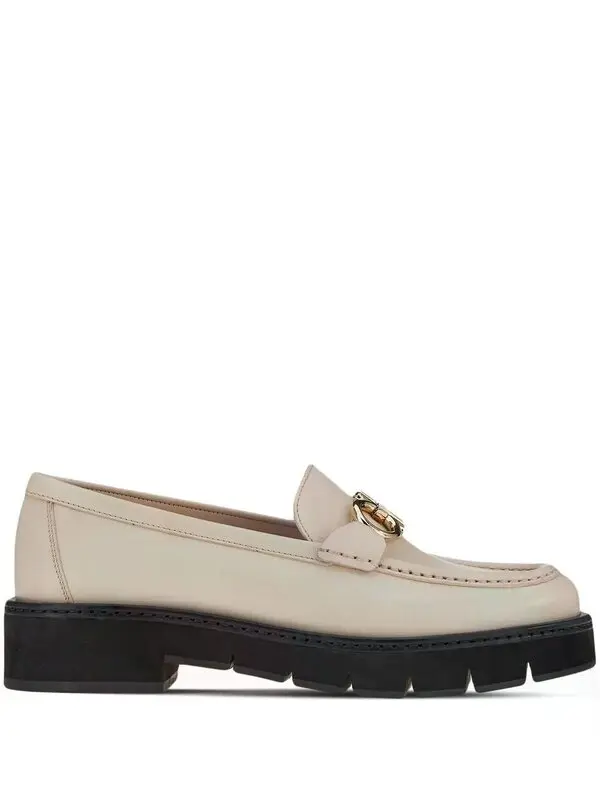 FERRAGAMO Gancini-plaque Leather Loafers