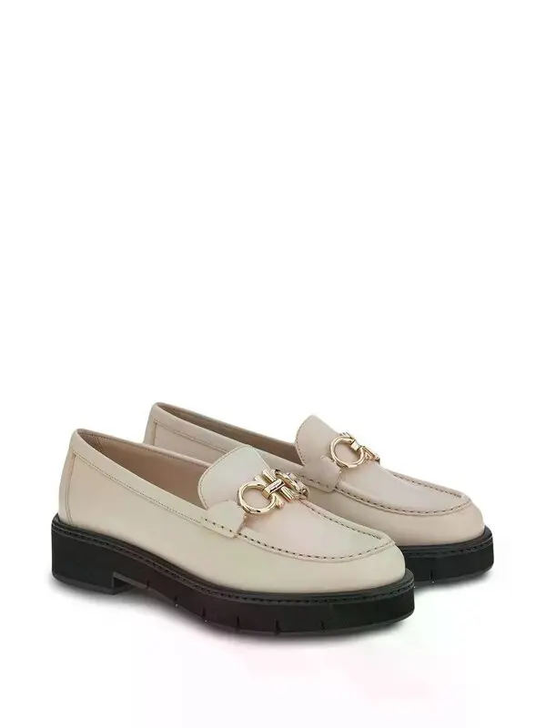 FERRAGAMO Gancini-plaque Leather Loafers