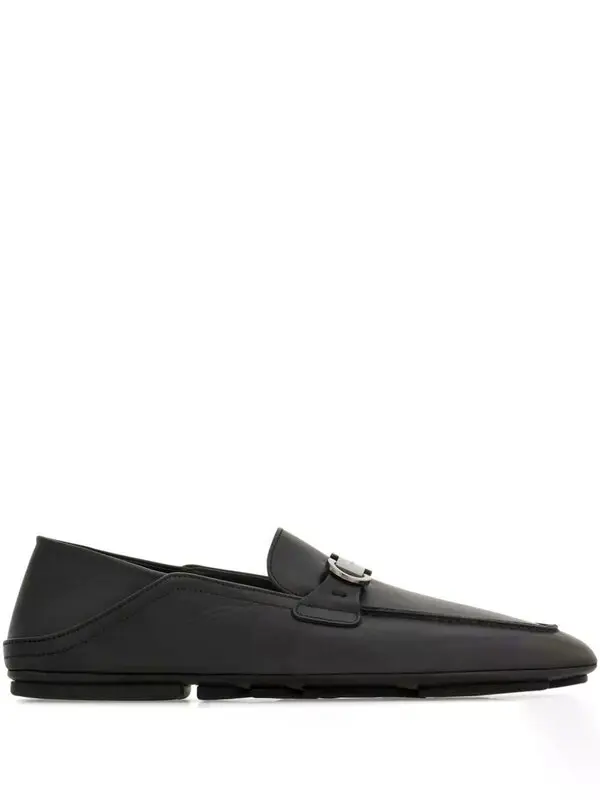 FERRAGAMO Gancini-plaque Leather Loafers
