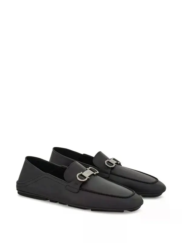 FERRAGAMO Gancini-plaque Leather Loafers
