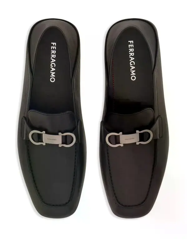 FERRAGAMO Gancini-plaque Leather Loafers