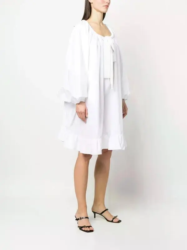 PATOU Tie-neck Peplum Dress - White