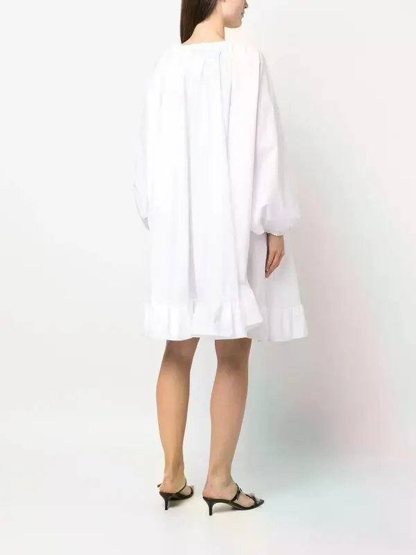 PATOU Tie-neck Peplum Dress - White
