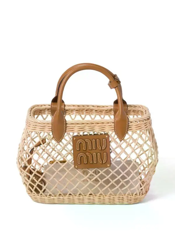 Miu Miu Logo-appliqué Interwoven Tote Bag