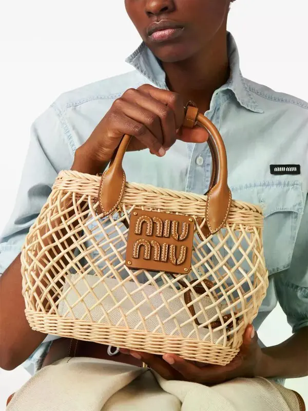 Miu Miu Logo-appliqué Interwoven Tote Bag