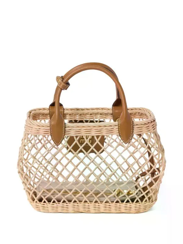 Miu Miu Logo-appliqué Interwoven Tote Bag