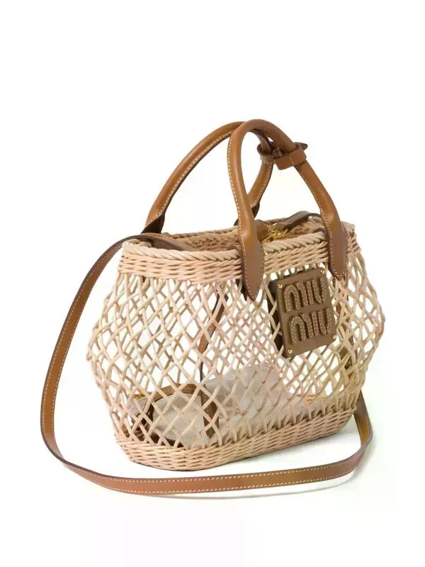 Miu Miu Logo-appliqué Interwoven Tote Bag