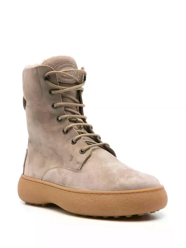 TOD'S Logo-debossed Combat Boots - Neutrals