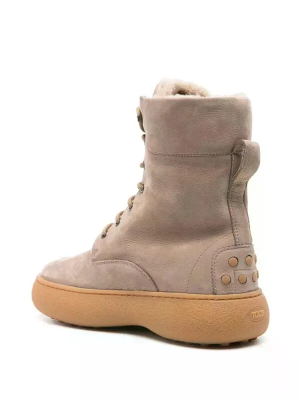 TOD'S Logo-debossed Combat Boots - Neutrals