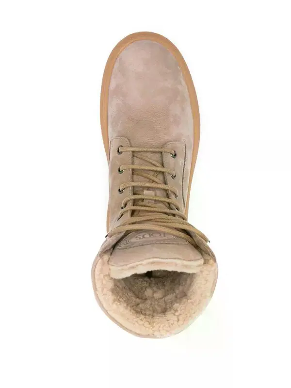TOD'S Logo-debossed Combat Boots - Neutrals