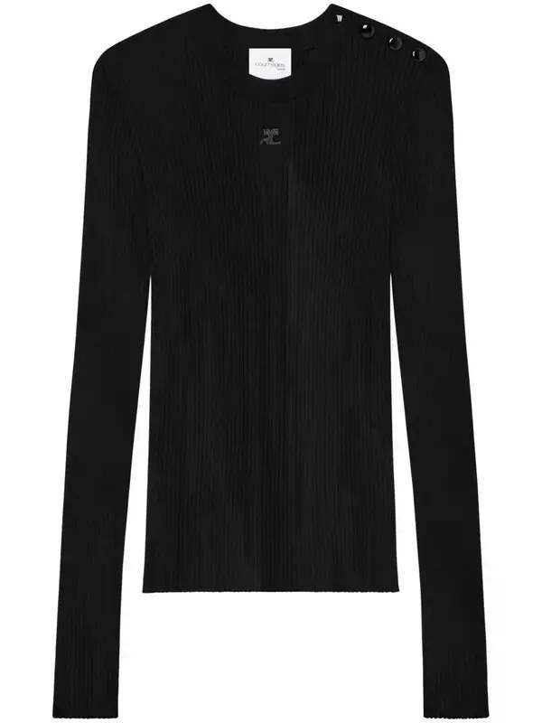 COURREGES Logo-embroidered Ribbed Jumper - Black