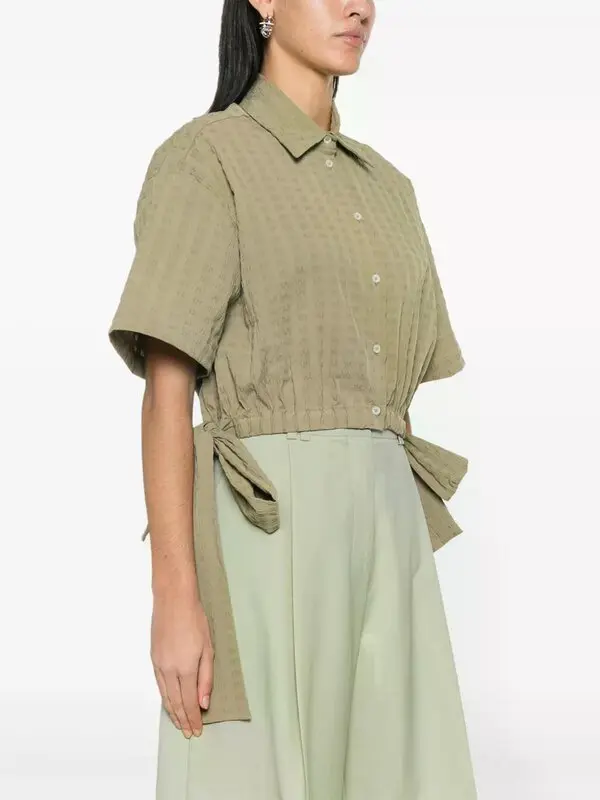 MSGM Seersucker Cropped Shirt