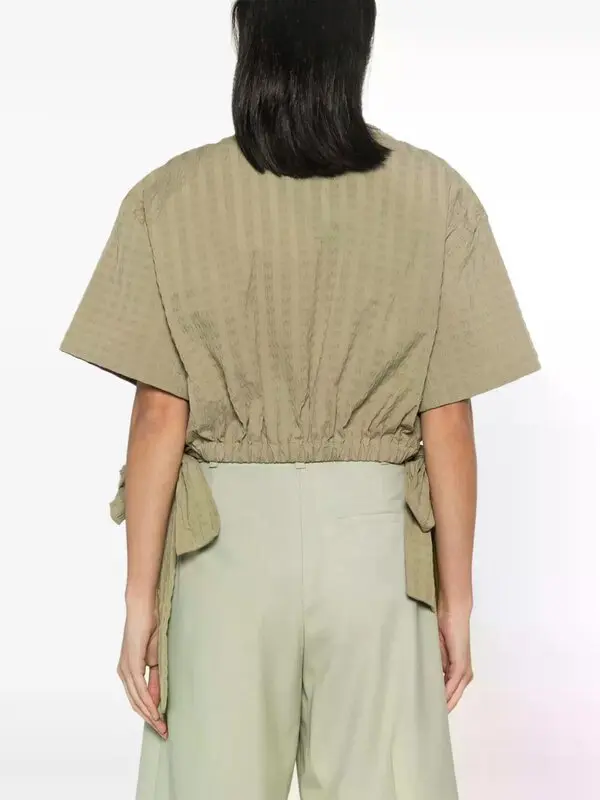 MSGM Seersucker Cropped Shirt