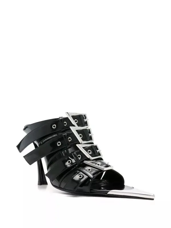 MUGLER 90mm Fang Buckled Leather Sandals