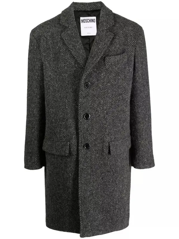 Moschino Slogan-print Wool Pea Coat