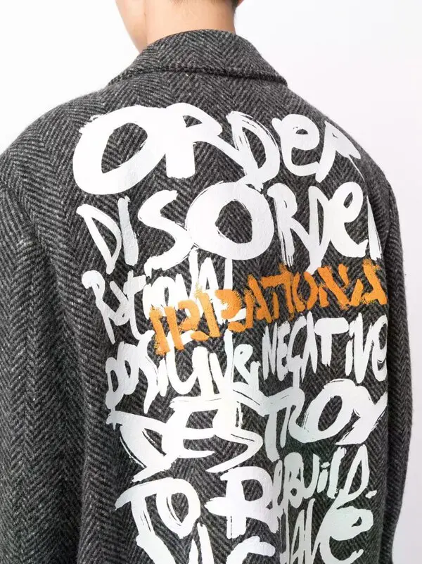 Moschino Slogan-print Wool Pea Coat