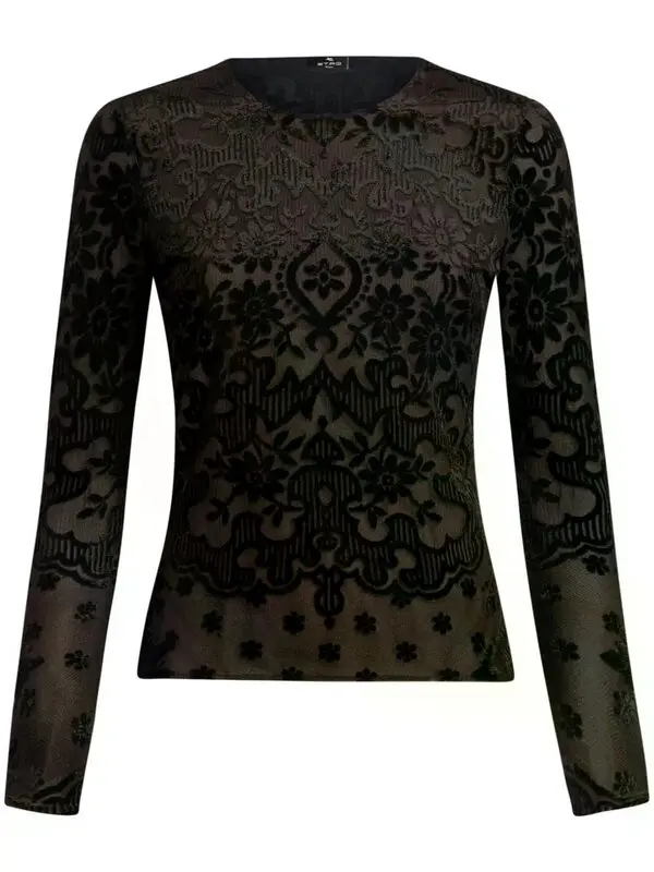 Etro Tulle And Jacquard Velvet Top