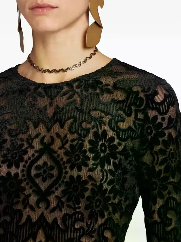 Etro Tulle And Jacquard Velvet Top
