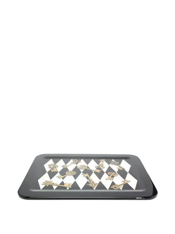 FORNASETTI Gold Keys-print Rectangular Tray
