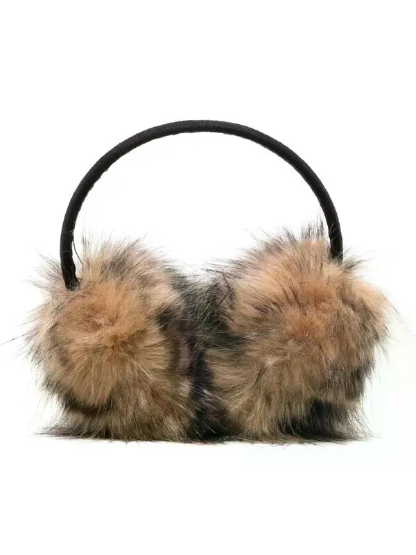 UNREAL FUR Leopard Print Faux Fur Earmuffs - Neutrals