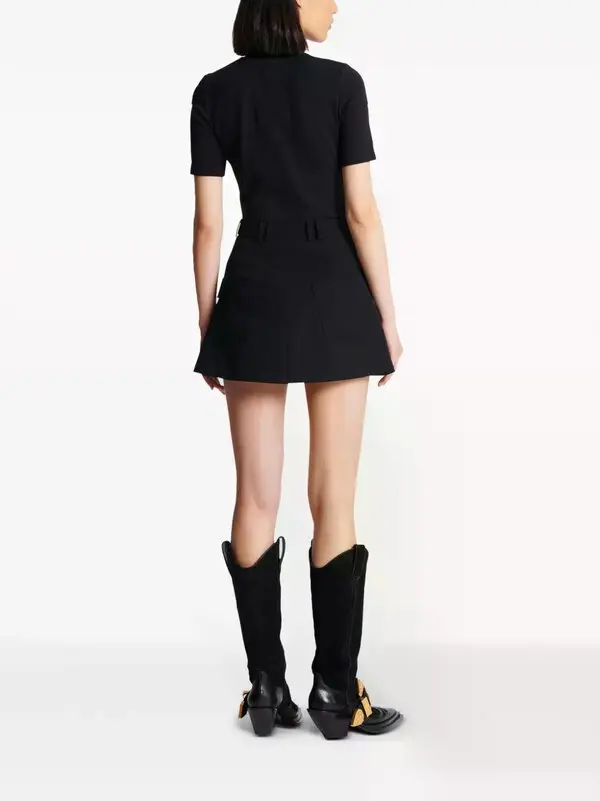 Balmain Western Panelled Wool Mini Skirt - Black