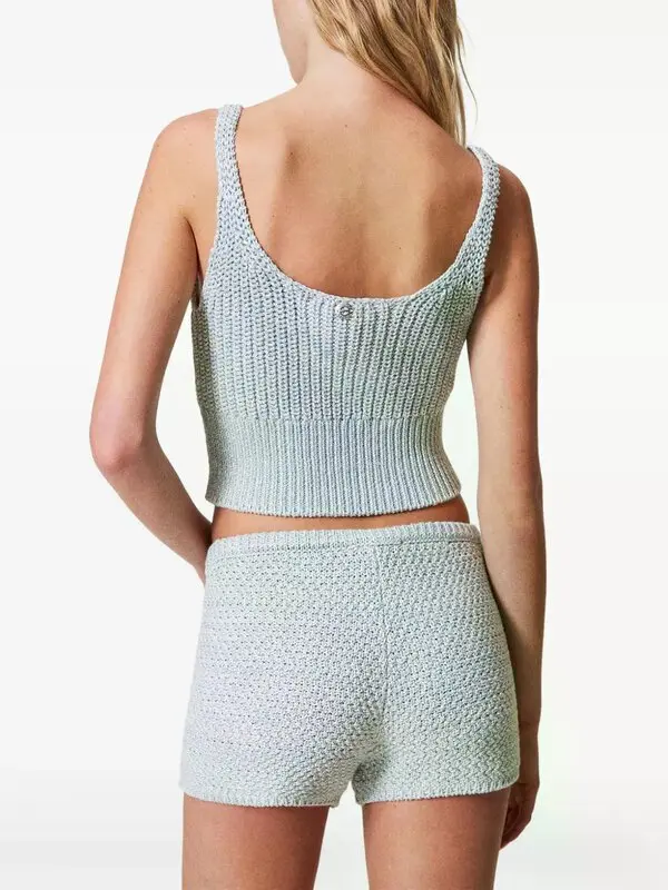 TWINSET Textured Knit Thigh-length Shorts With Logo