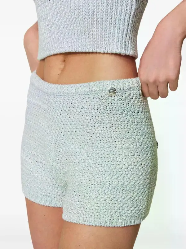TWINSET Textured Knit Thigh-length Shorts With Logo