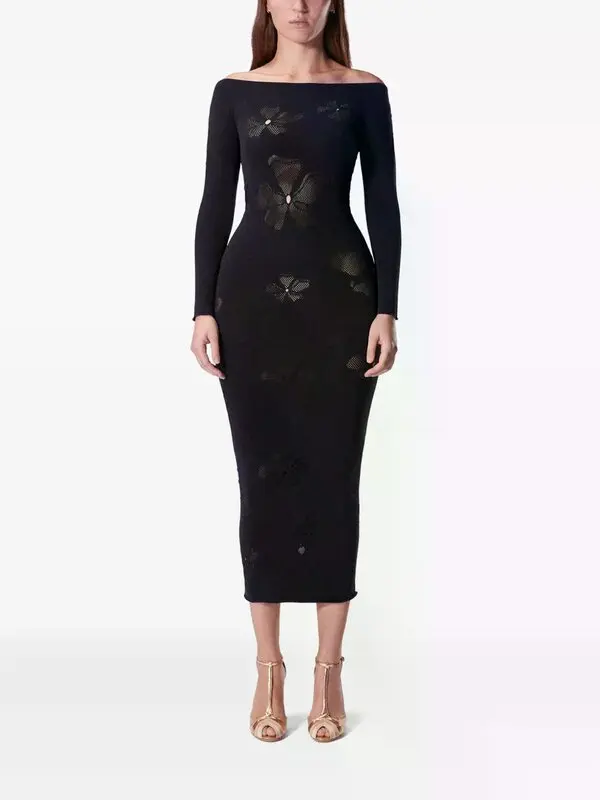 MARGHERITA MACCAPANI Monogram-pattern Midi Dress - Black