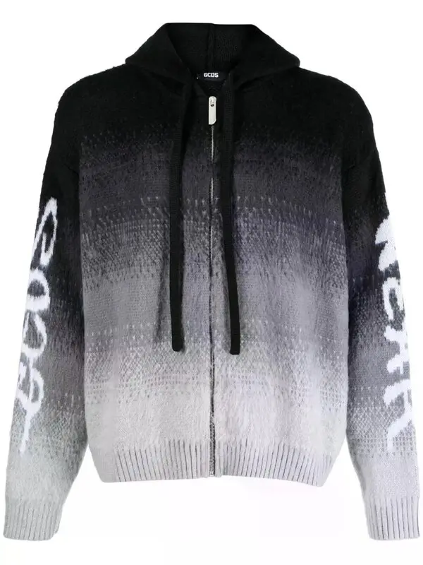 Gcds Intarsia-knit Hooded Jacket - Black