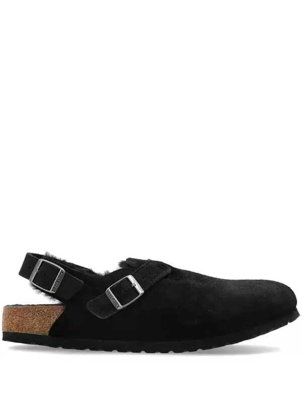 BIRKENSTOCK Tokio Suede And Shearling Slippers - Black