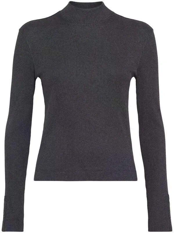Brunello Cucinelli Roll-neck Ribbed Jersey Top