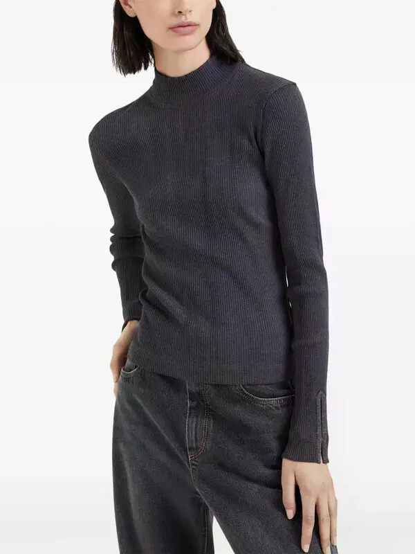 Brunello Cucinelli Roll-neck Ribbed Jersey Top
