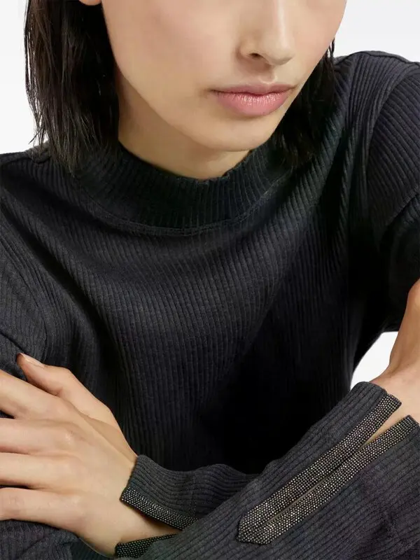 Brunello Cucinelli Roll-neck Ribbed Jersey Top