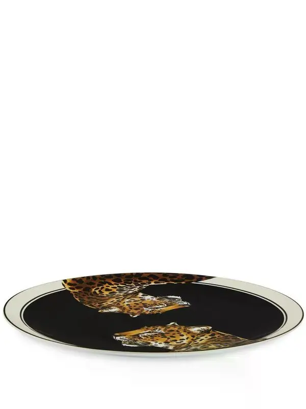 Dolce & Gabbana Leopard-print Porcelain Platter - Black