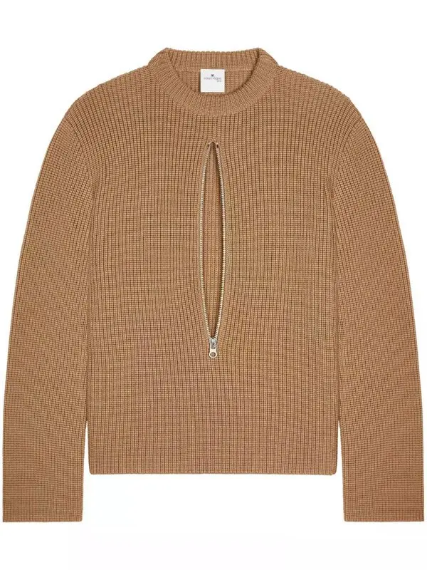 COURREGES Zip-detailed Wool Sweater - Neutrals