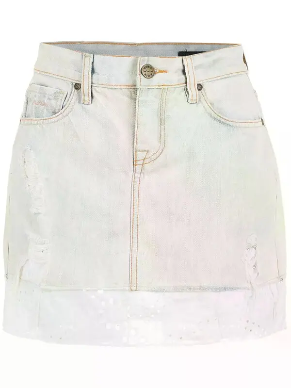 AMIR SLAMA Broderie-anglaise Trim Denim Skirt